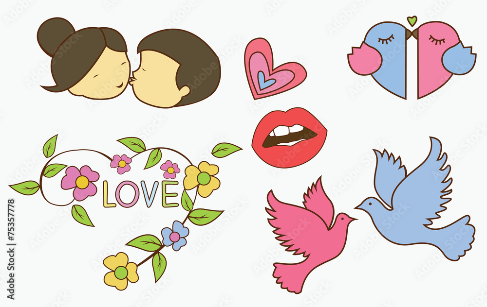 Love Symbol Object Collection Stock Vector | Adobe Stock