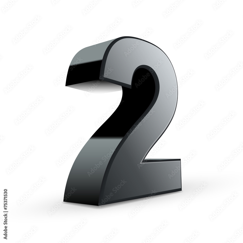 glossy black number two Stock Vector | Adobe Stock