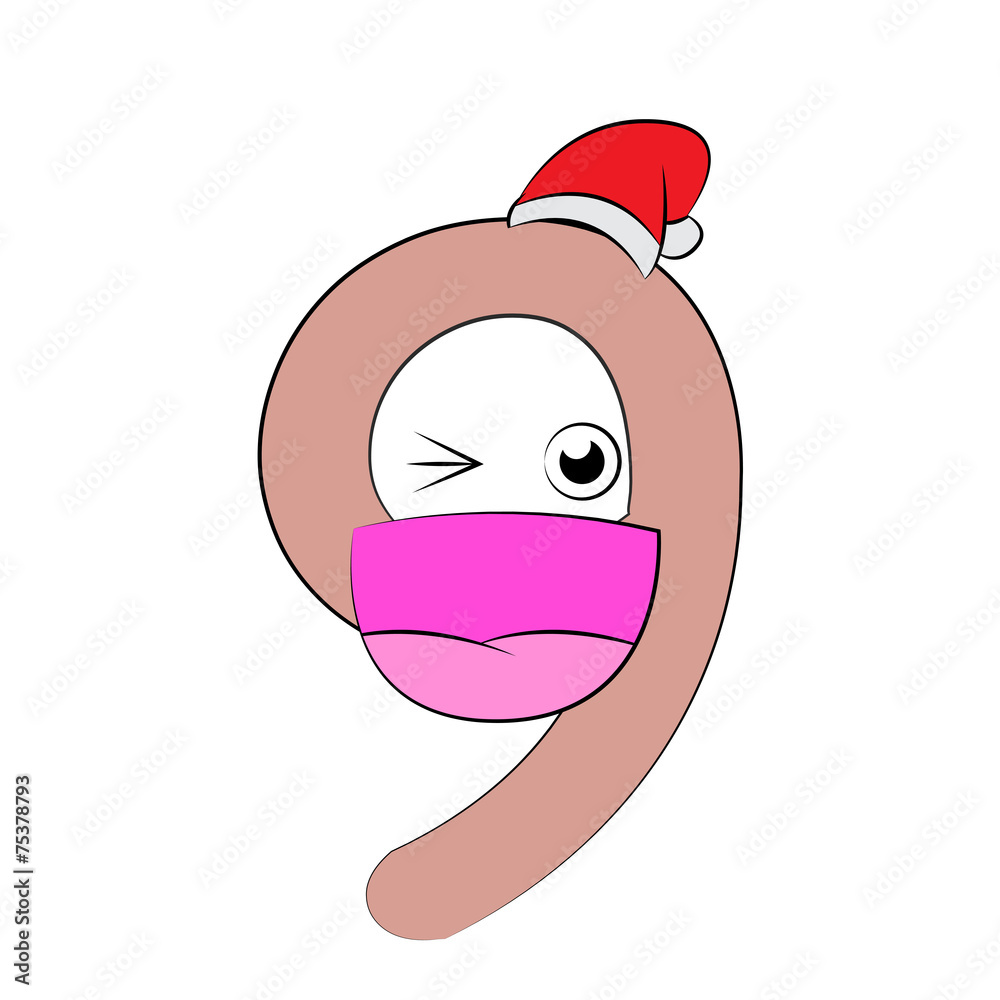Number Nine Christmas Cartoon. Vector eps10. Stock Vector | Adobe Stock