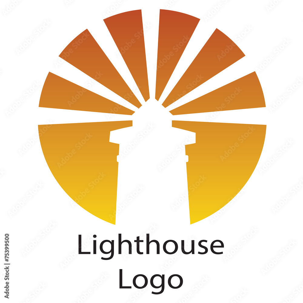 Golden Sunset and White Logo Lighthouse Stock ベクター | Adobe Stock