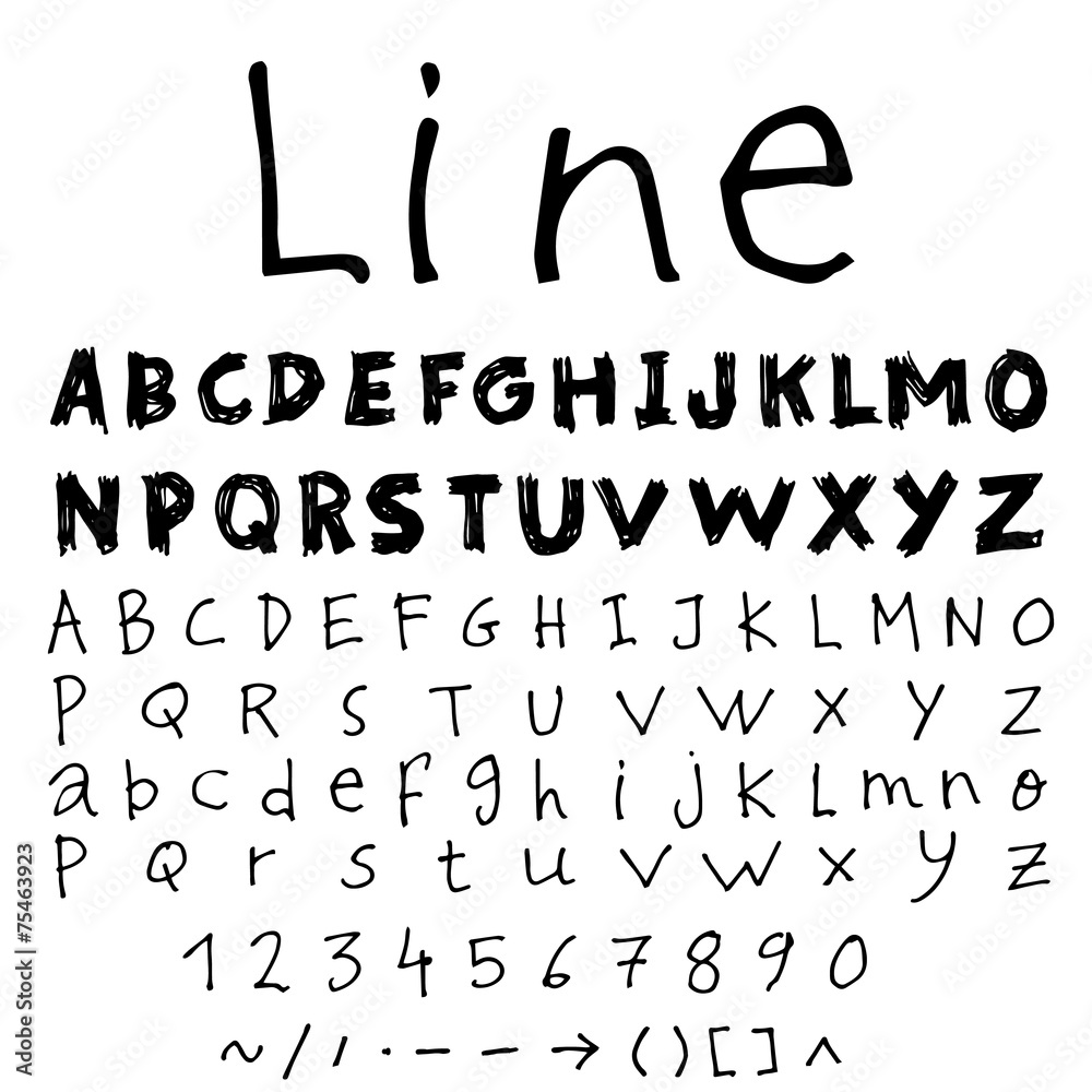Set of two line sketch font.Hand drawn Vector. Stock Vector | Adobe Stock
