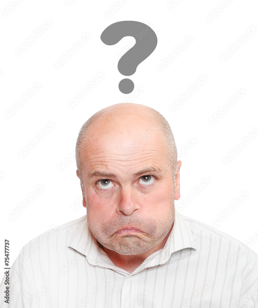 Worried man with question mark over his head. Stock Photo | Adobe Stock