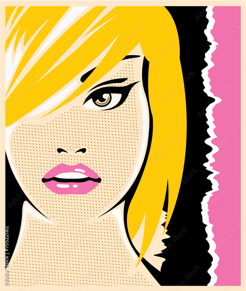 Pop Art female face vector Stock Vector | Adobe Stock