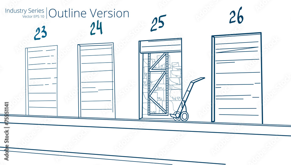 Vector illustration of Loading Dock, Outline Series. Stock Vector ...