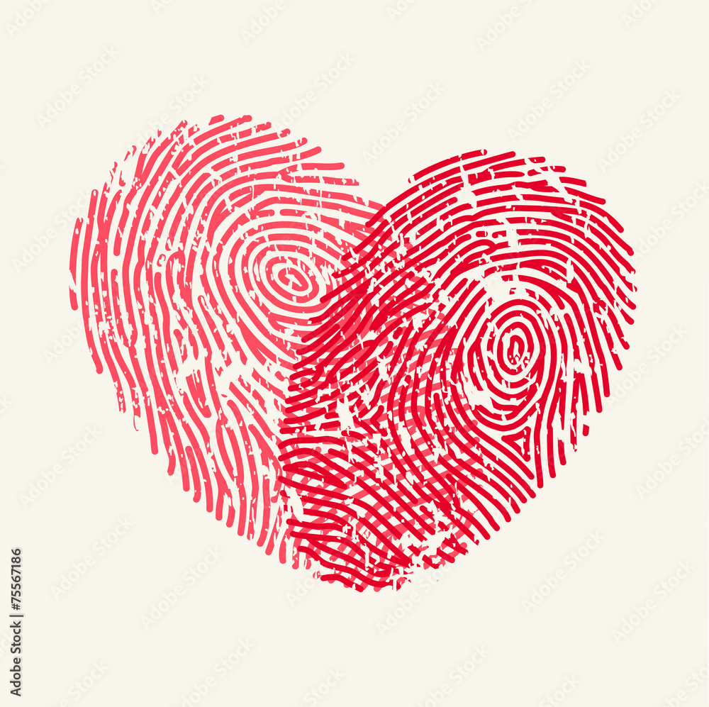 Fingerprint Love Heart Stock Vector | Adobe Stock