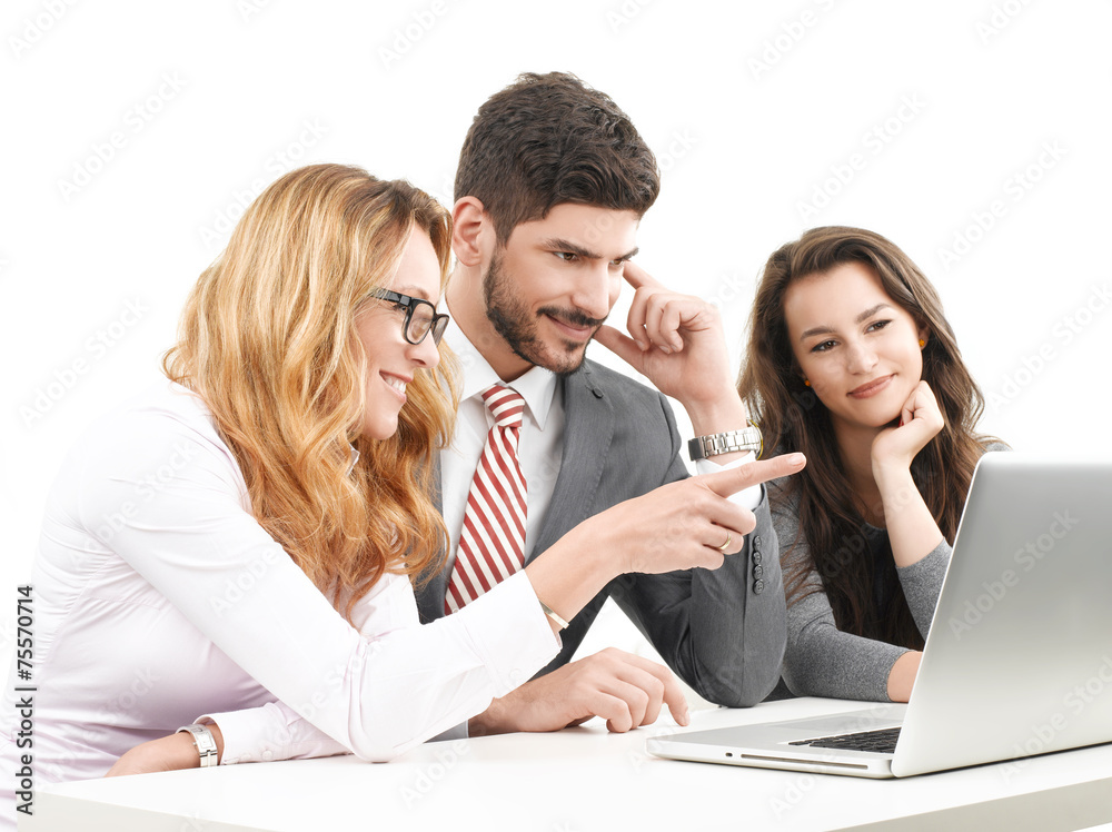 Teamwork with laptop Stock Photo | Adobe Stock