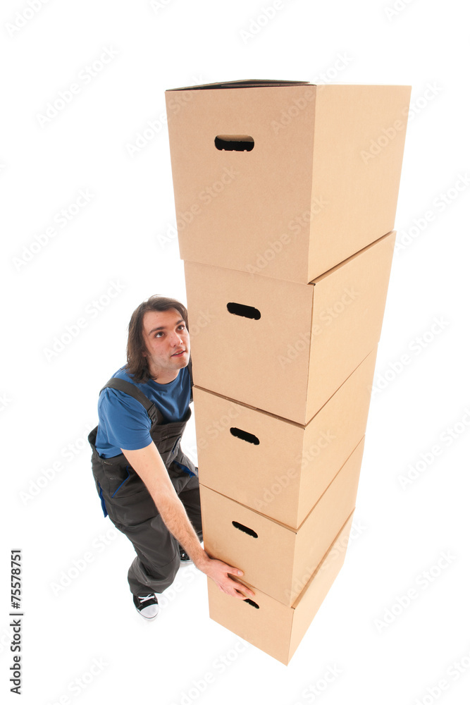 Mover with boxes Stock Photo | Adobe Stock