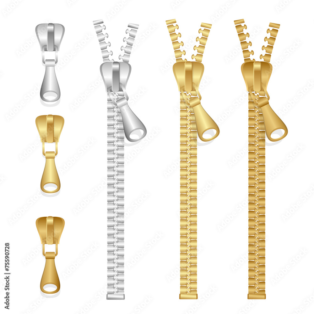 Vector realistic zippers type set of illustration Stock Vector | Adobe ...
