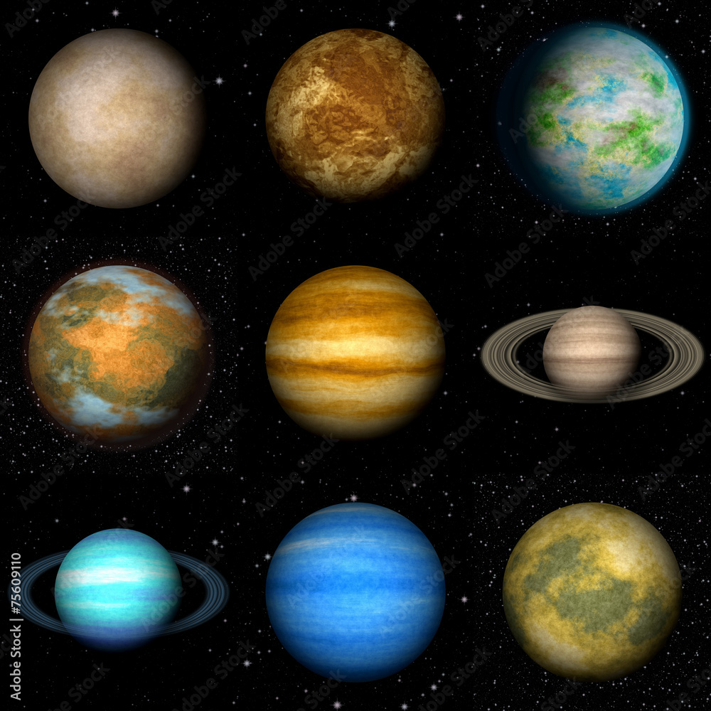 Set of Solar system planets generated textures Stock Illustration ...