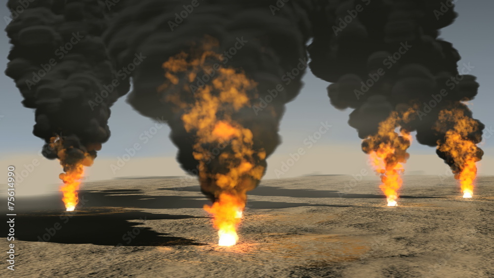 Oil Field burning 4k Stock Video | Adobe Stock