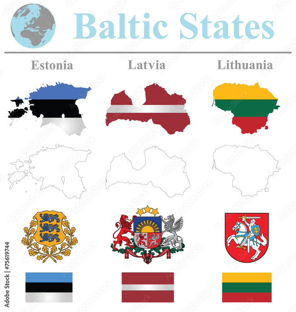 Plakát Flags of the Baltic States collection – Obraz na Zeď | Posters.cz