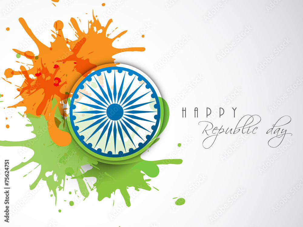 Ashoka Wheel on tricolor splash for Indian Republic Day. Stock Vector ...
