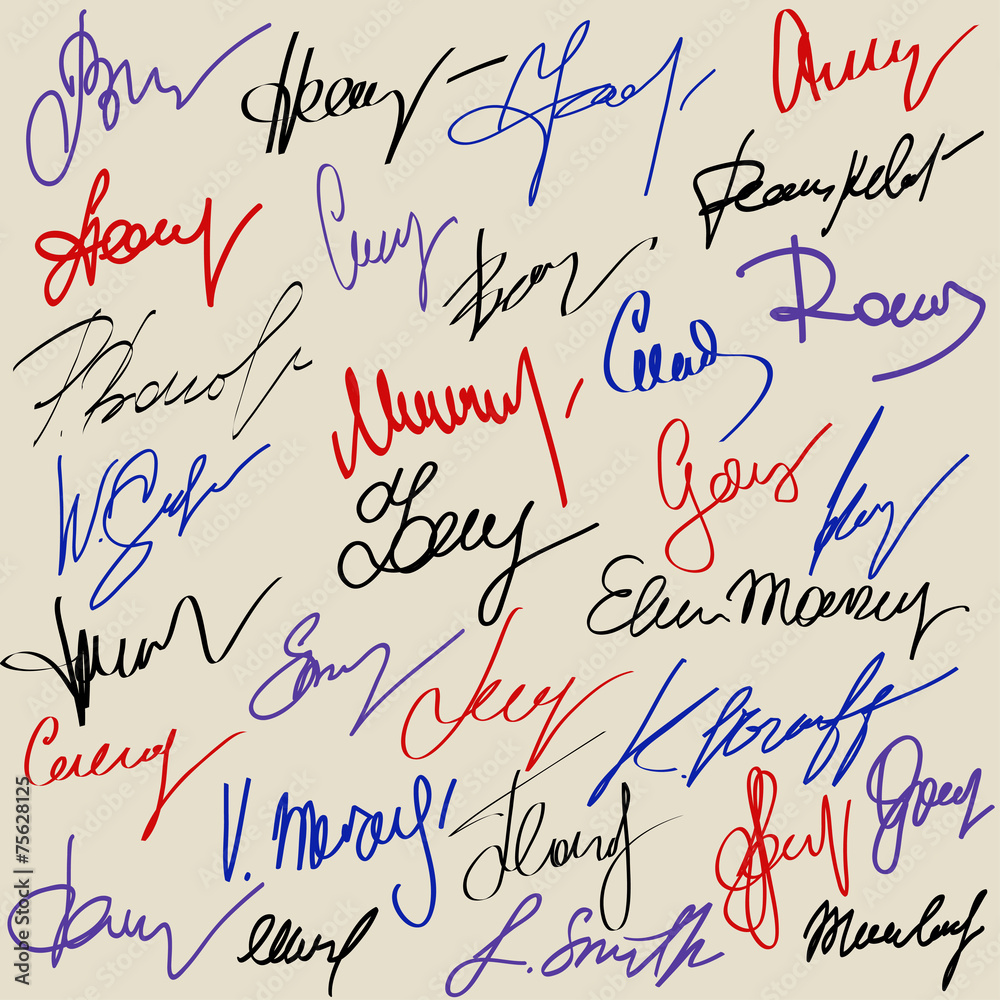 Hand signature set Stock Vector | Adobe Stock