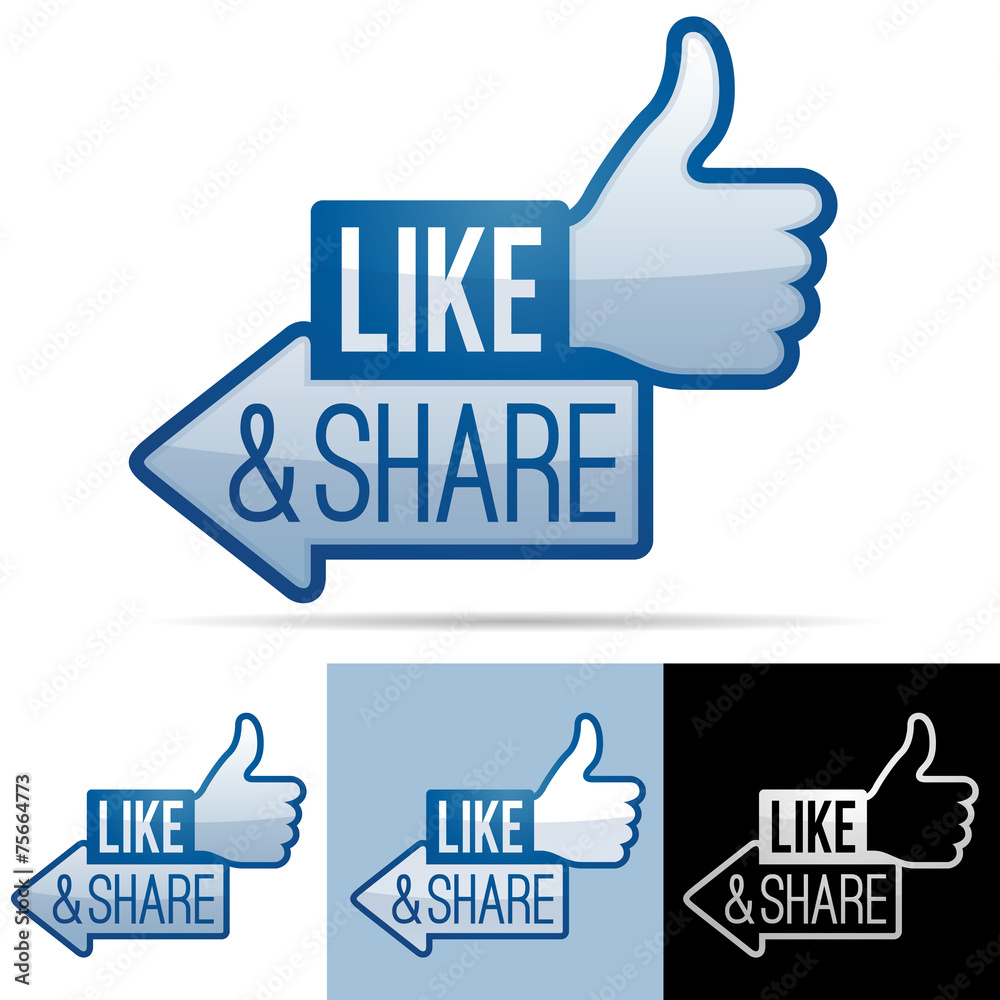 Like and Share Thumbs Up Stock Vector | Adobe Stock
