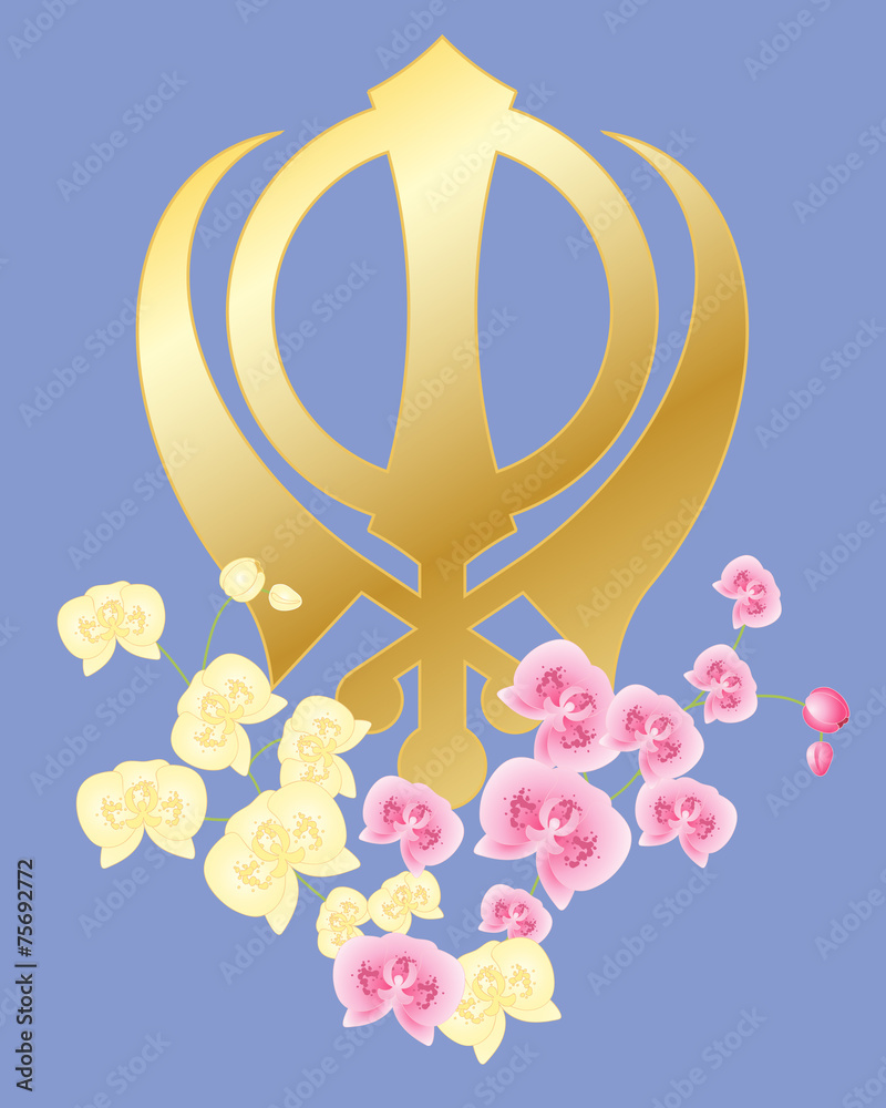 sikh symbol with orchids Stock Vector | Adobe Stock