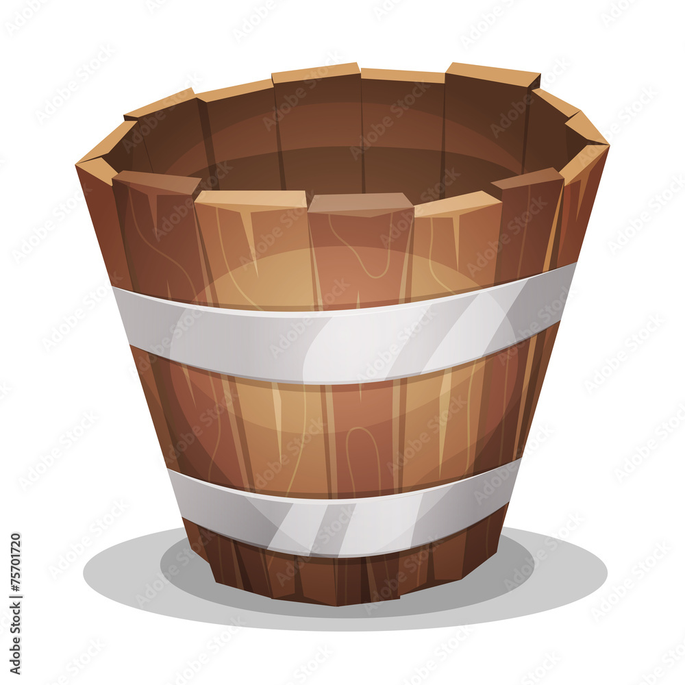 Cartoon Wood Bucket Stock Vector | Adobe Stock