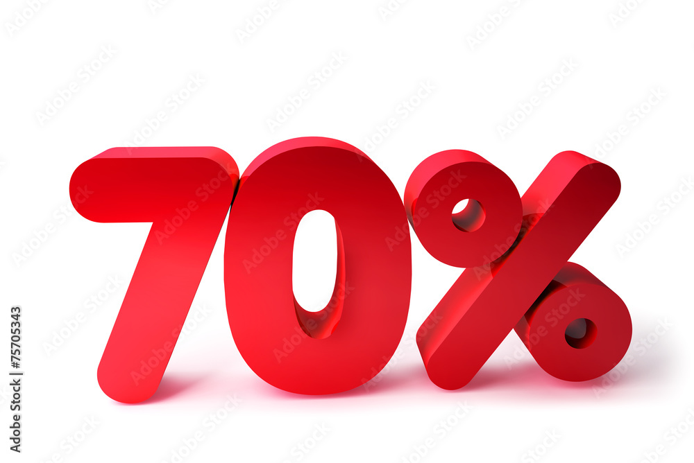 70% 3D Render Red Word Isolated in White Background7 Stock Illustration ...