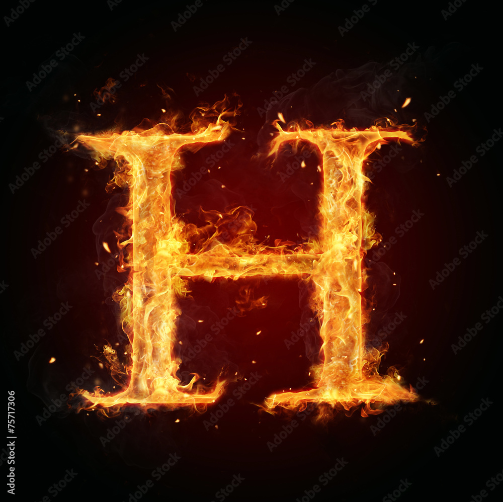 Fire letter on black background Stock Photo | Adobe Stock