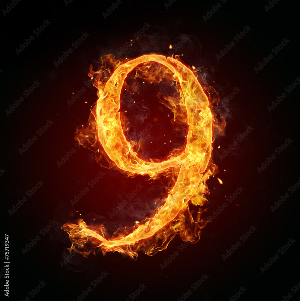 Fire number on black background Stock Photo | Adobe Stock