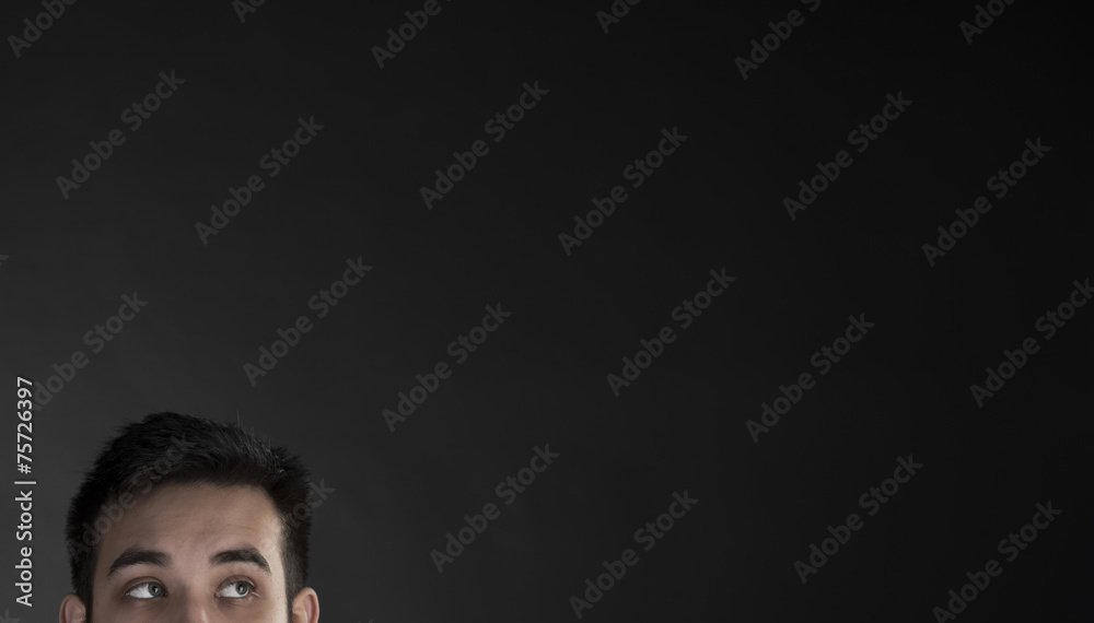 Male Face at Bottom Border Frame Looking Up Stock Photo | Adobe Stock