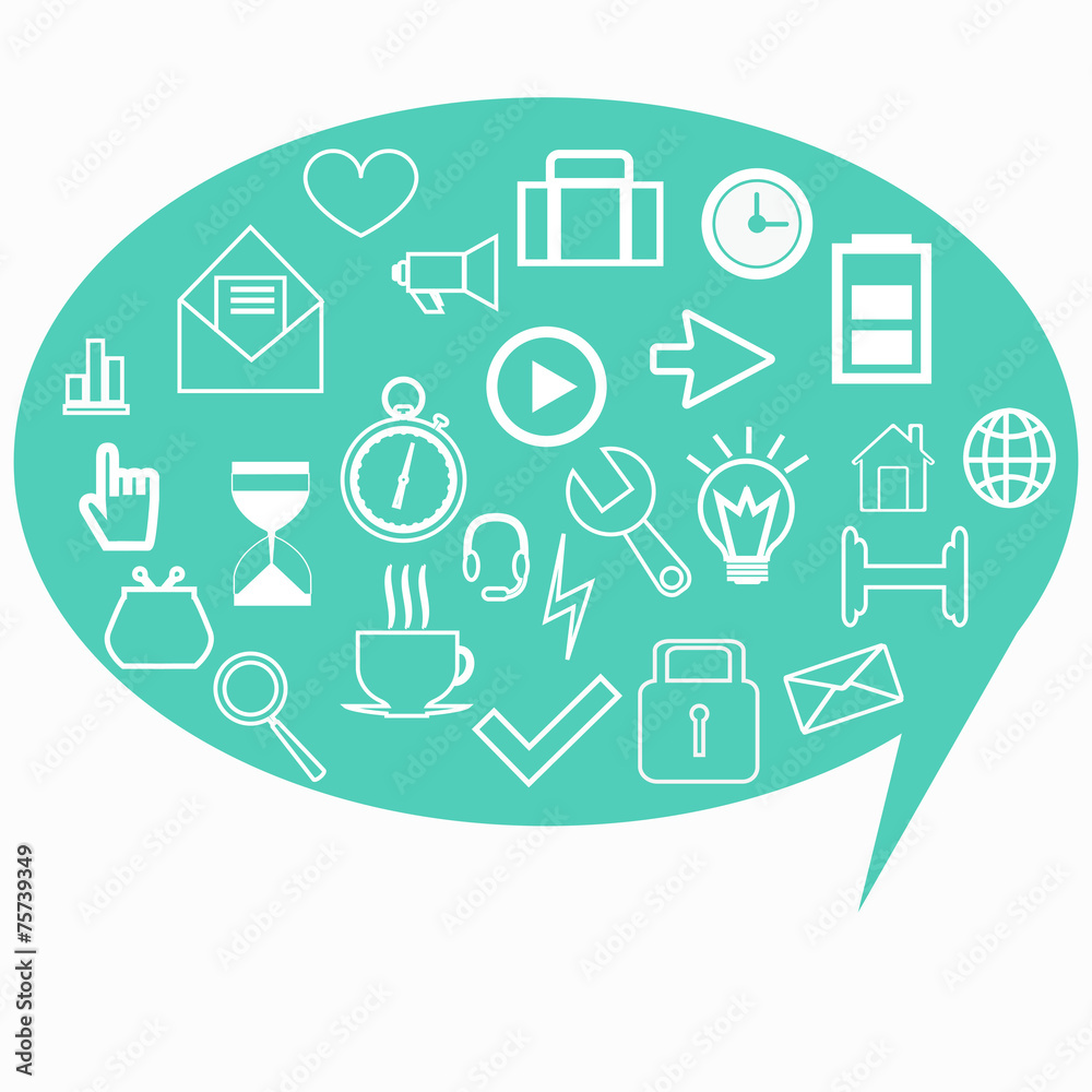 Set, collection of icons, bubble, business, flat vector Stock ...