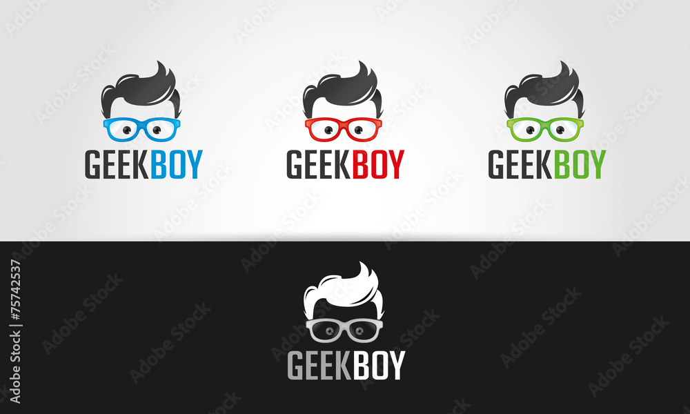 Geek Boy Logo Stock Vector | Adobe Stock
