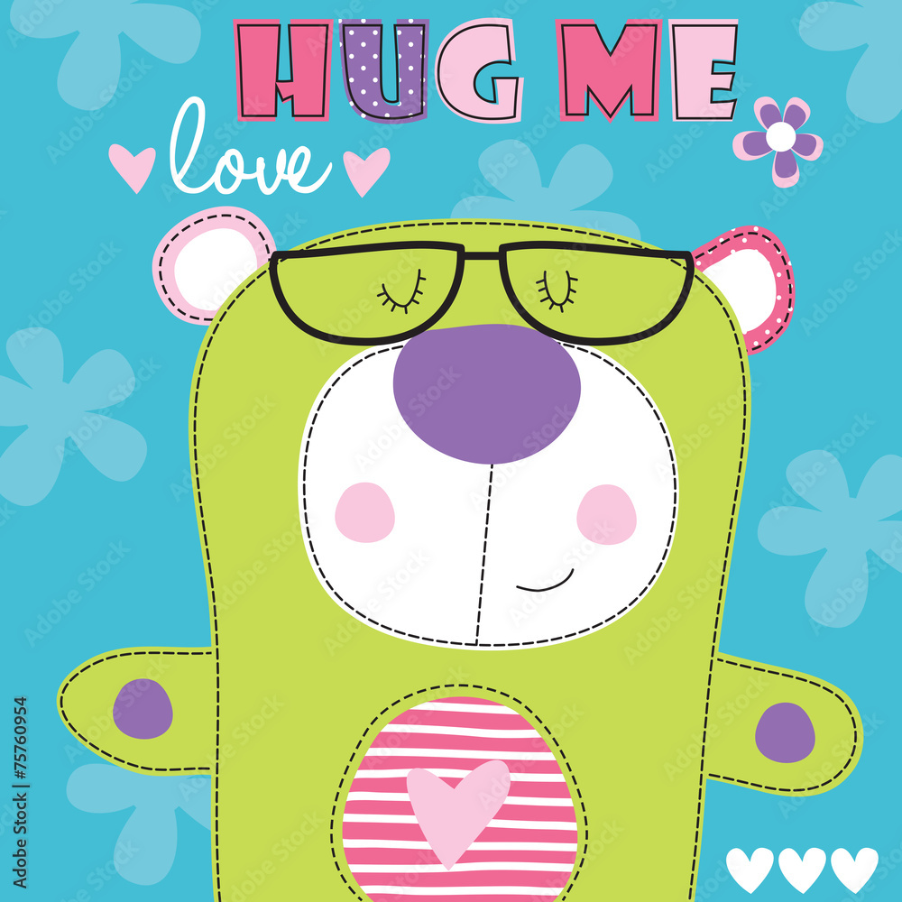 Hug me teddy bear vector illustration Stock Vector | Adobe Stock