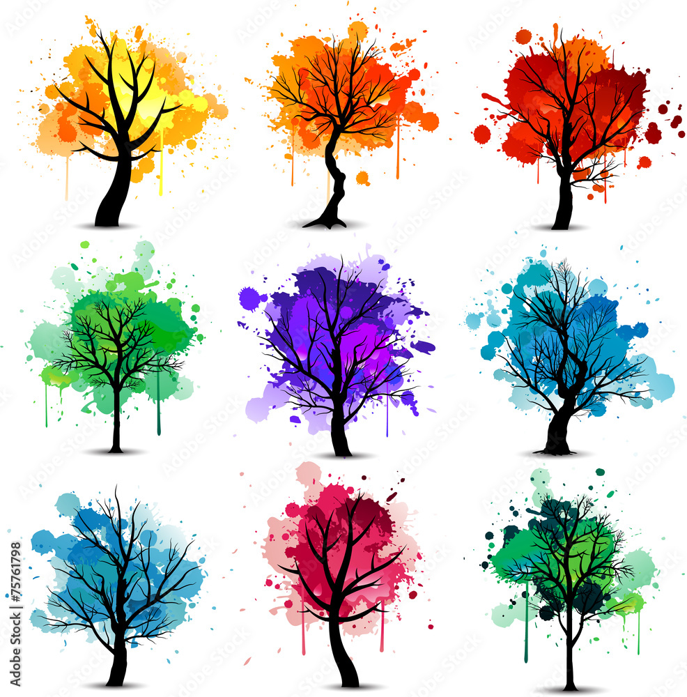 Colorful tree background Stock Vector | Adobe Stock