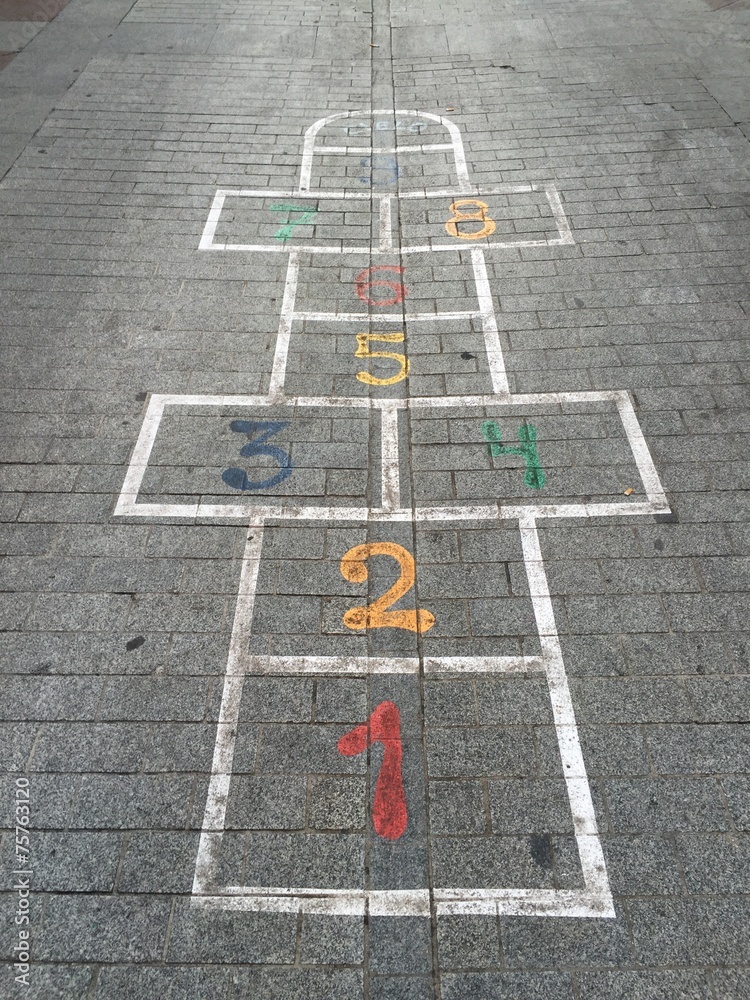 Hopscotch Game on Street Stock Photo | Adobe Stock