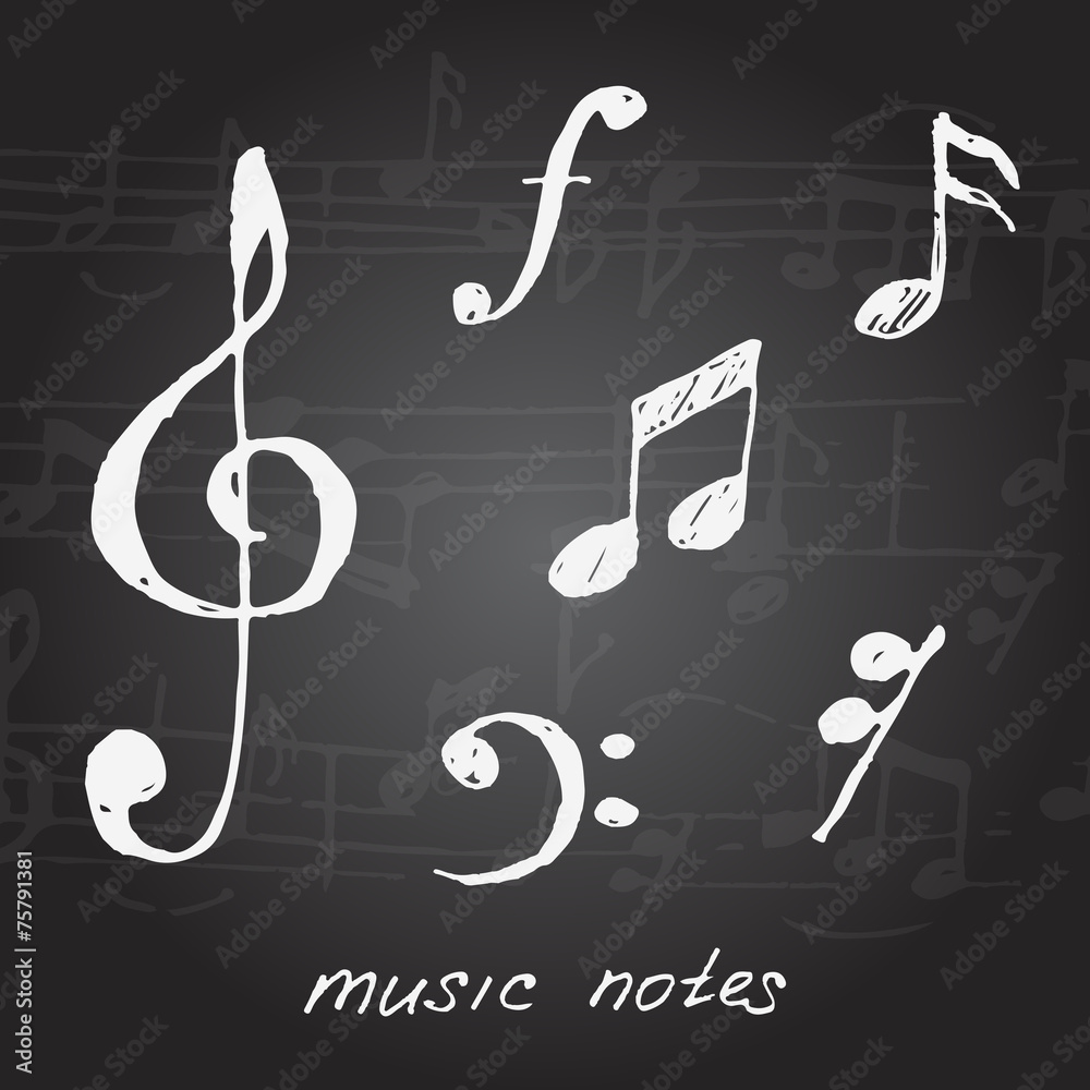 Music notes and signs hand-drawn. Stock Vector | Adobe Stock