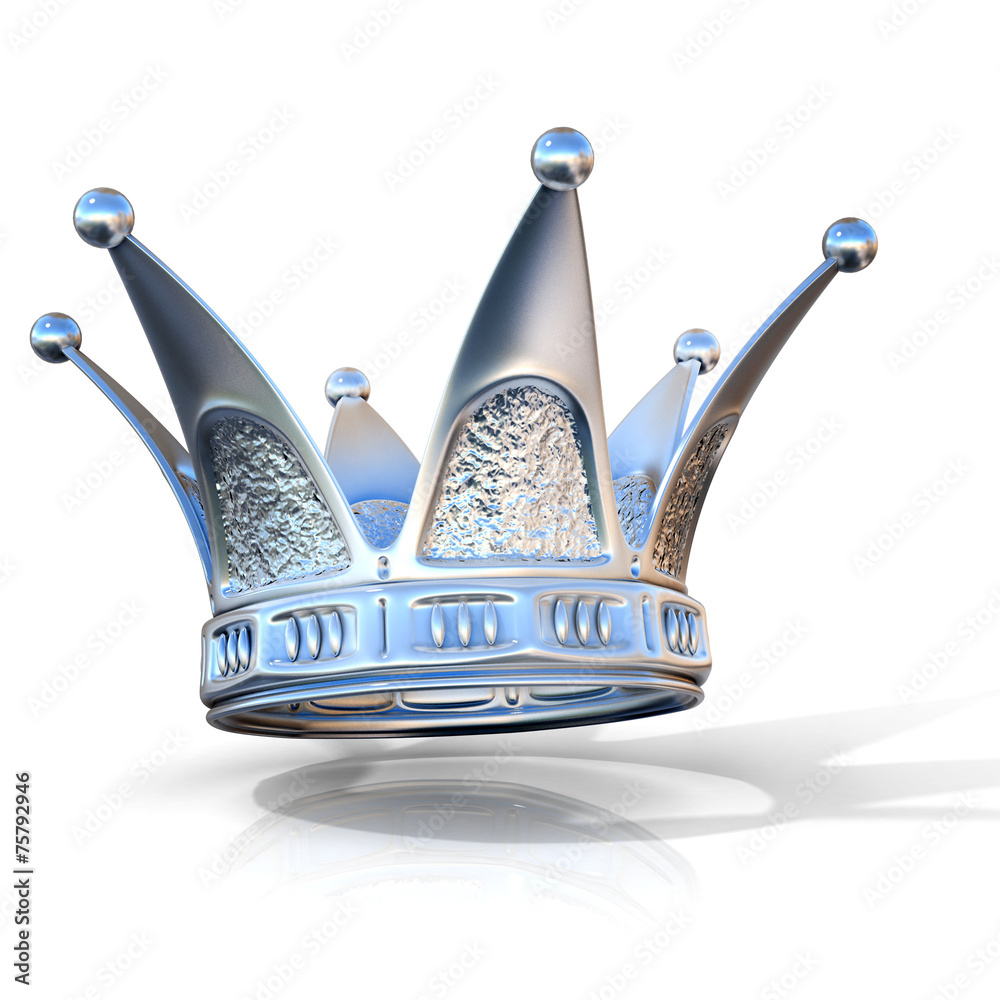 Silver crown isolated on a white background. Side view Stock ...