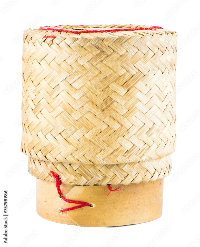 KRATIB Wooden sticky rice box Thai style on white background Stock ...