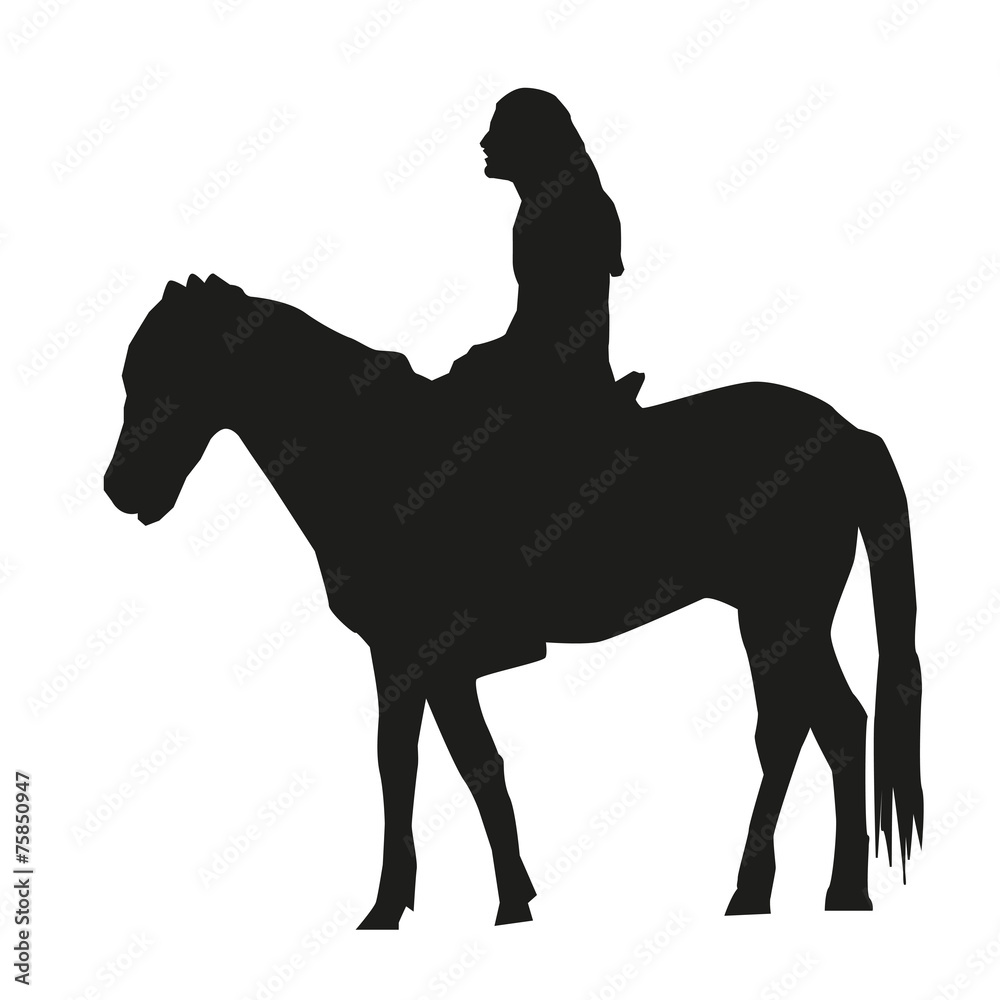 Vector isolated silhouette of a man sitting on a horse Stock Vector ...