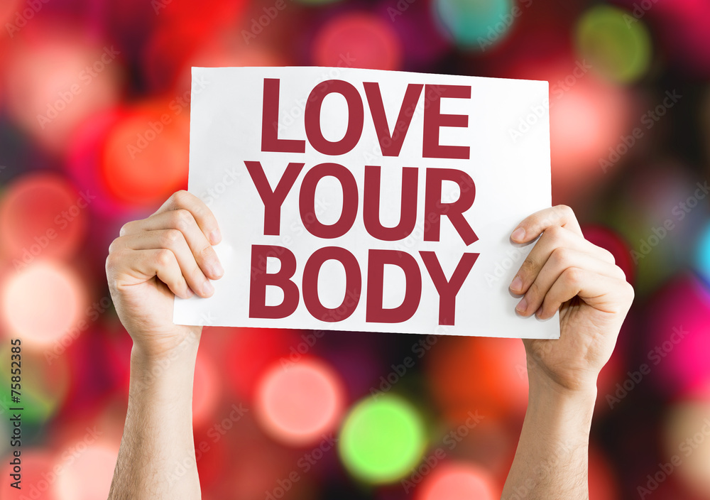 Love Your Body card with colorful background Stock-Foto | Adobe Stock