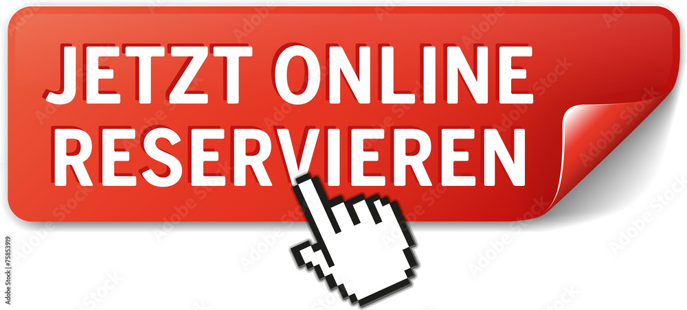 Button Jetzt online reservieren rot mit Maushand vector de Stock ...