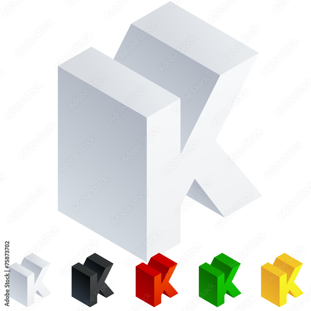 Vector 3D isometric letters. Letter k Stock Vector | Adobe Stock