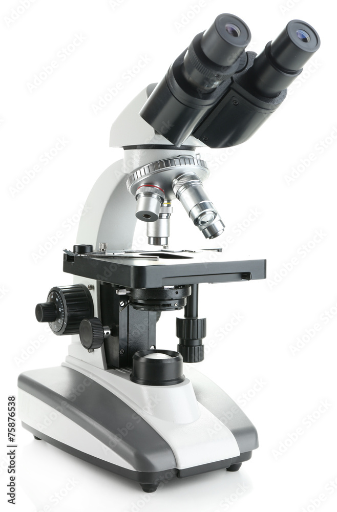 Microscope isolated on white Stock Photo | Adobe Stock