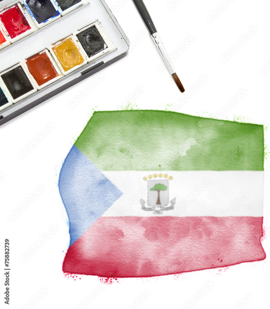 Watercolor painting of Equatorial Guinea in the national colors. Stock ...