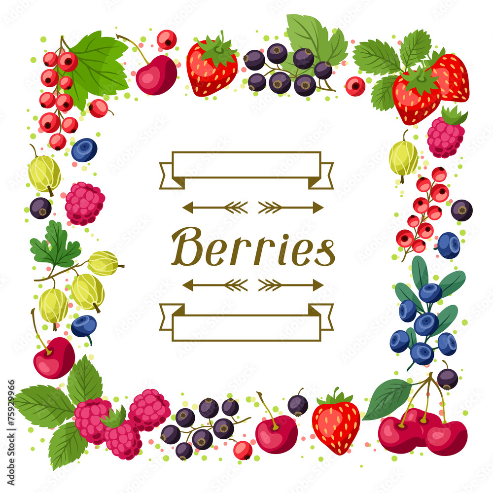 Nature background design with berries. Stock Vector | Adobe Stock