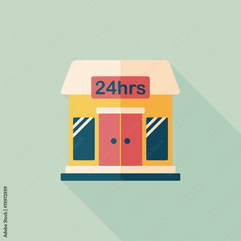 Building convenient store flat icon with long shadow,eps10 Stock Vector ...