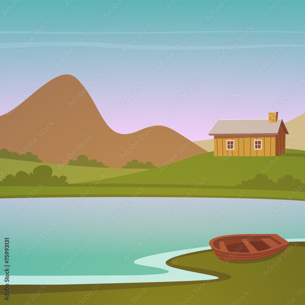 Cartoon Landscape Stock Vector | Adobe Stock