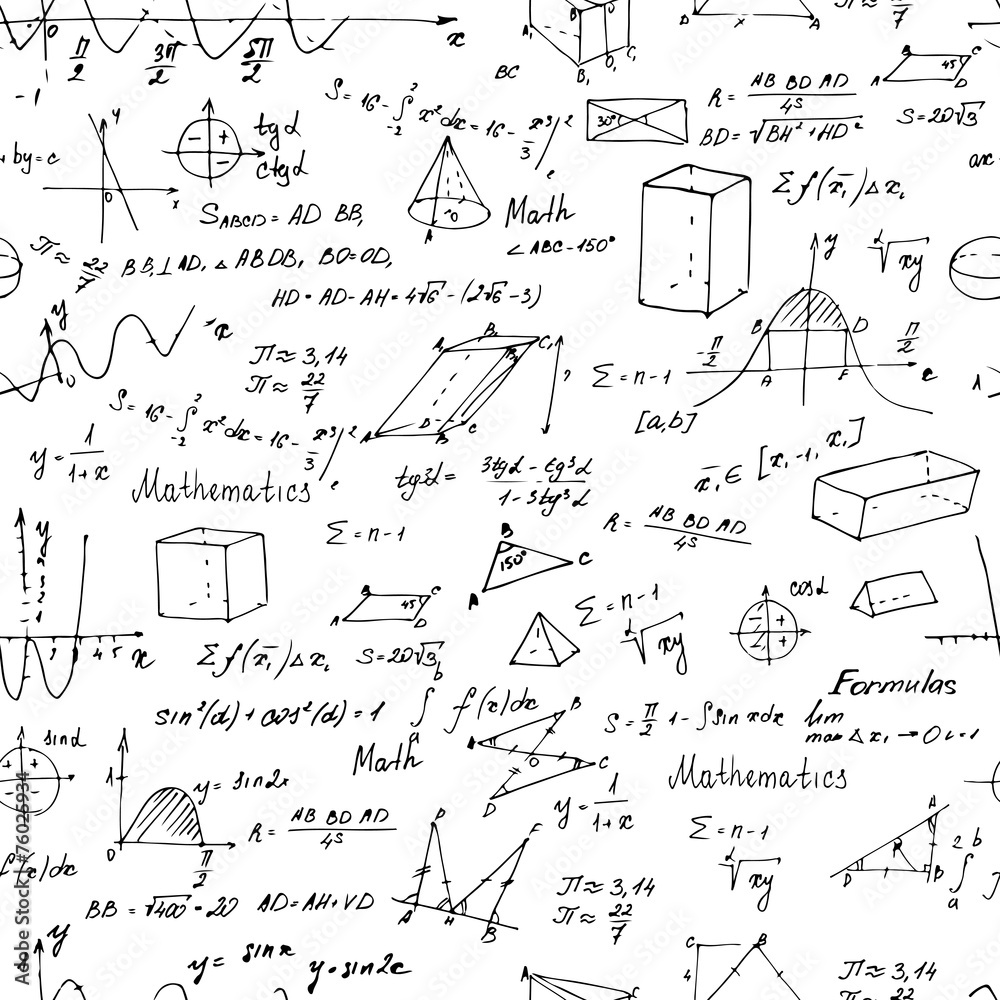 Math. Seamless pattern with trigonometry formulas. Stock Vector | Adobe ...