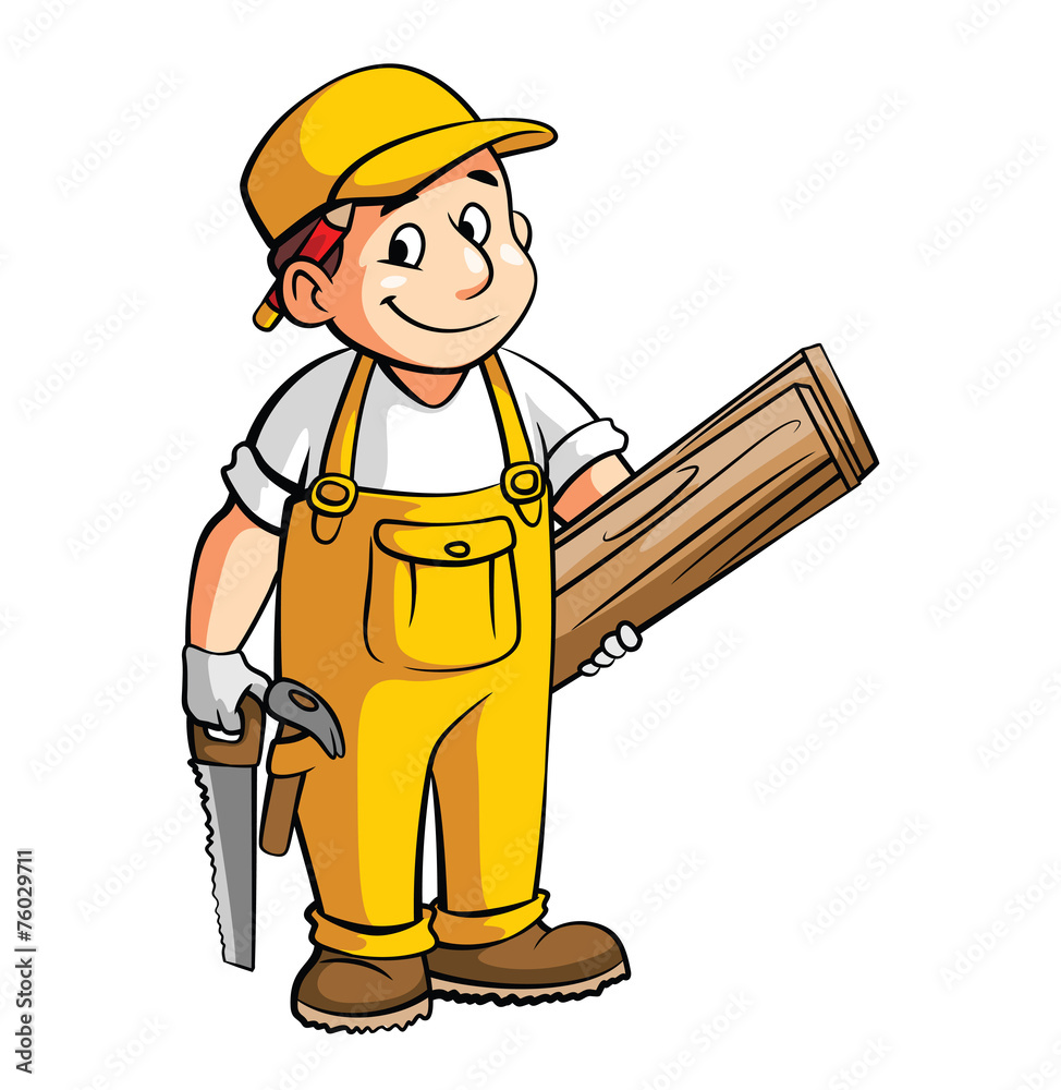 Carpenter Cartoon Illustration Stock Vector | Adobe Stock