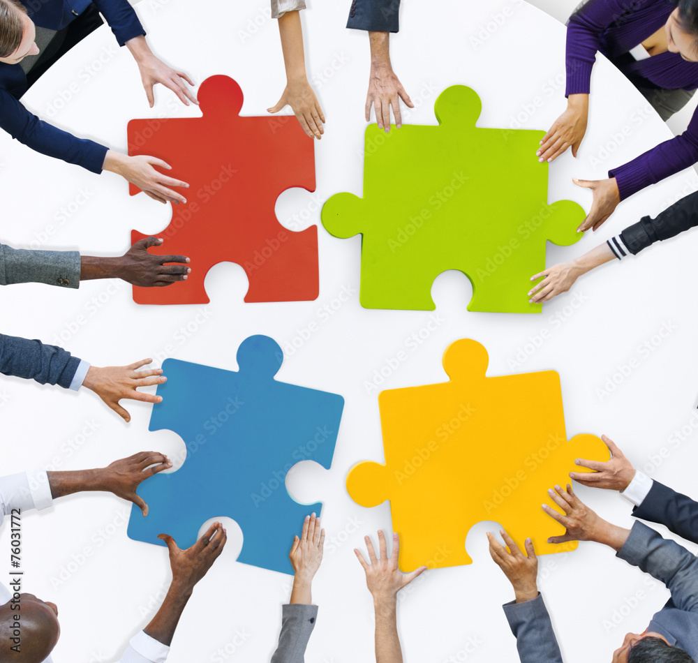 Teamwork Business Team Meeting Unity Jigsaw Puzzle Concept Stock Photo ...