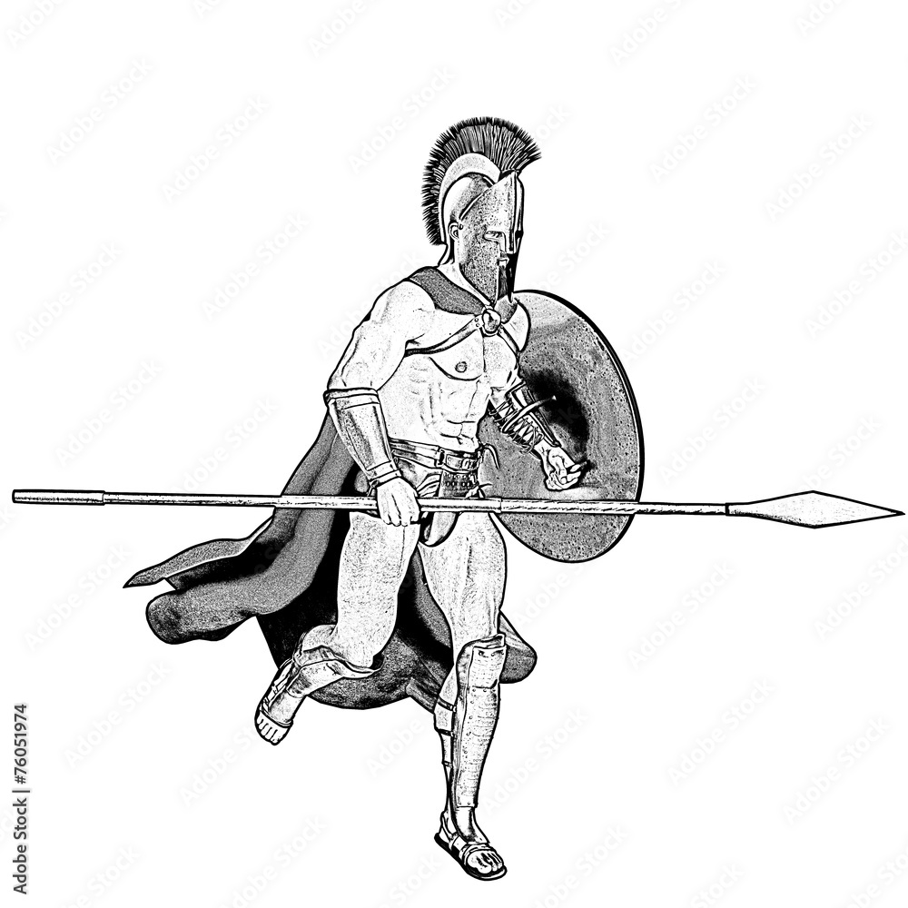 spartan running line drawing Stock Illustration | Adobe Stock