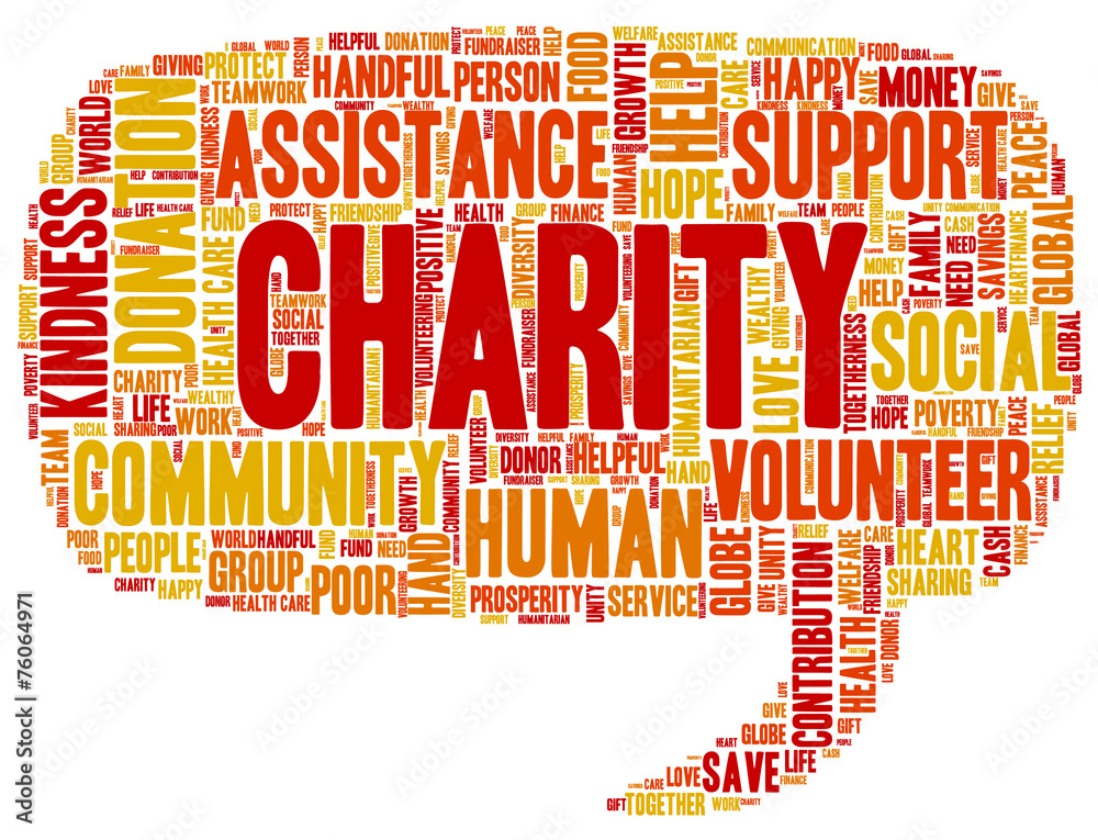 Word cloud containing words related to charity, assistance Stock Vector ...