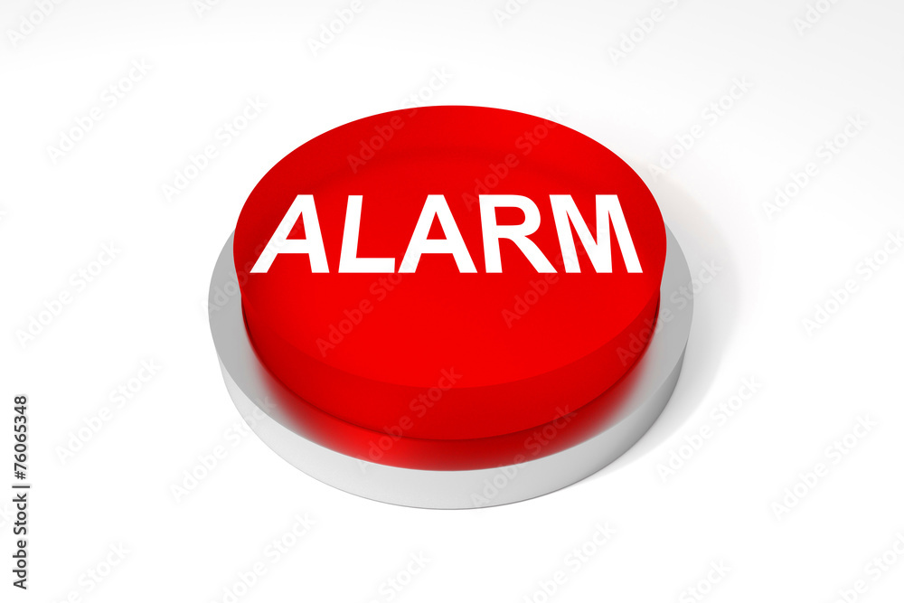 Roter Knopf Alarm auf weißem Hintergrund Stock-Illustration | Adobe Stock