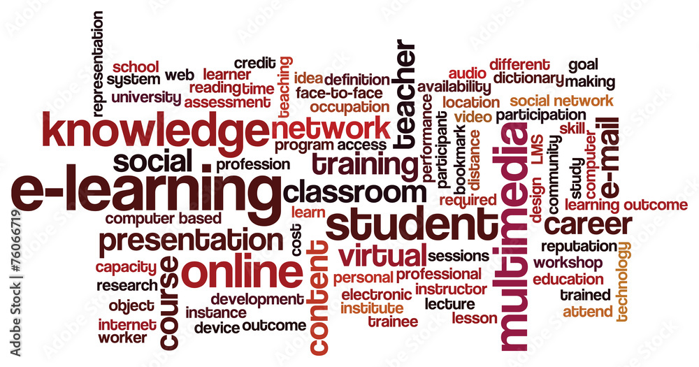 Vector of tag cloud with words related to distance learning Stock ...