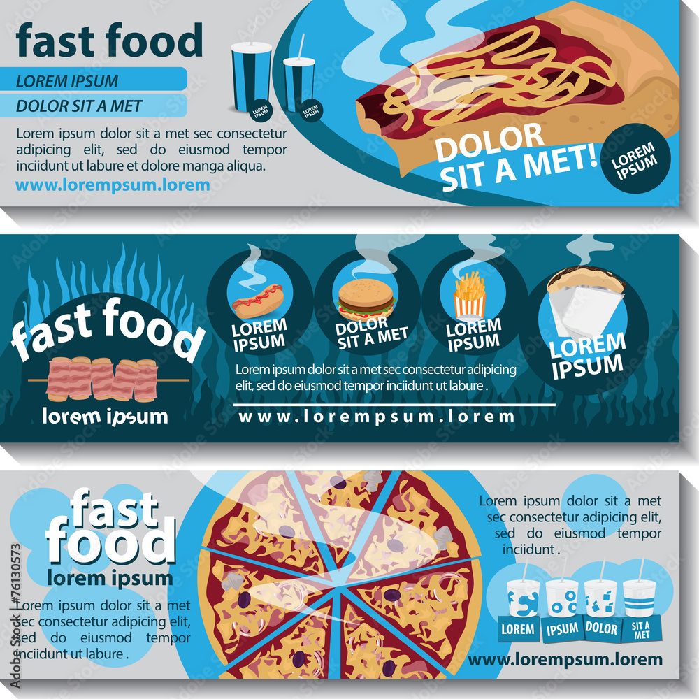 Fast Food Flyer Template Set - Vector Illustration, Graphic Design ...