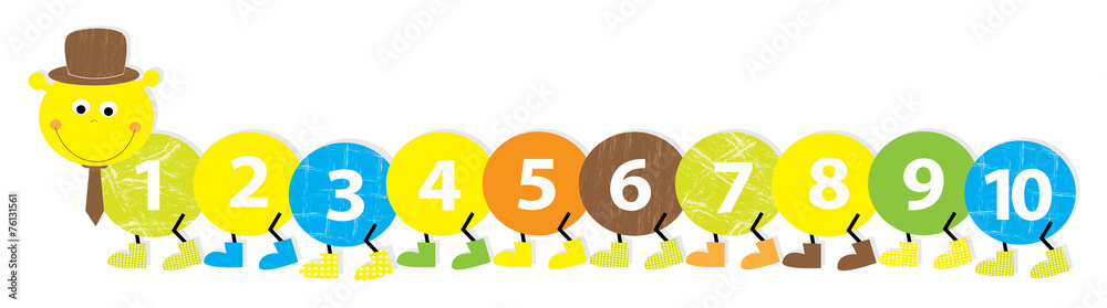 Smiling caterpillar with digits 1-10 / vectors / Stock Vector | Adobe Stock
